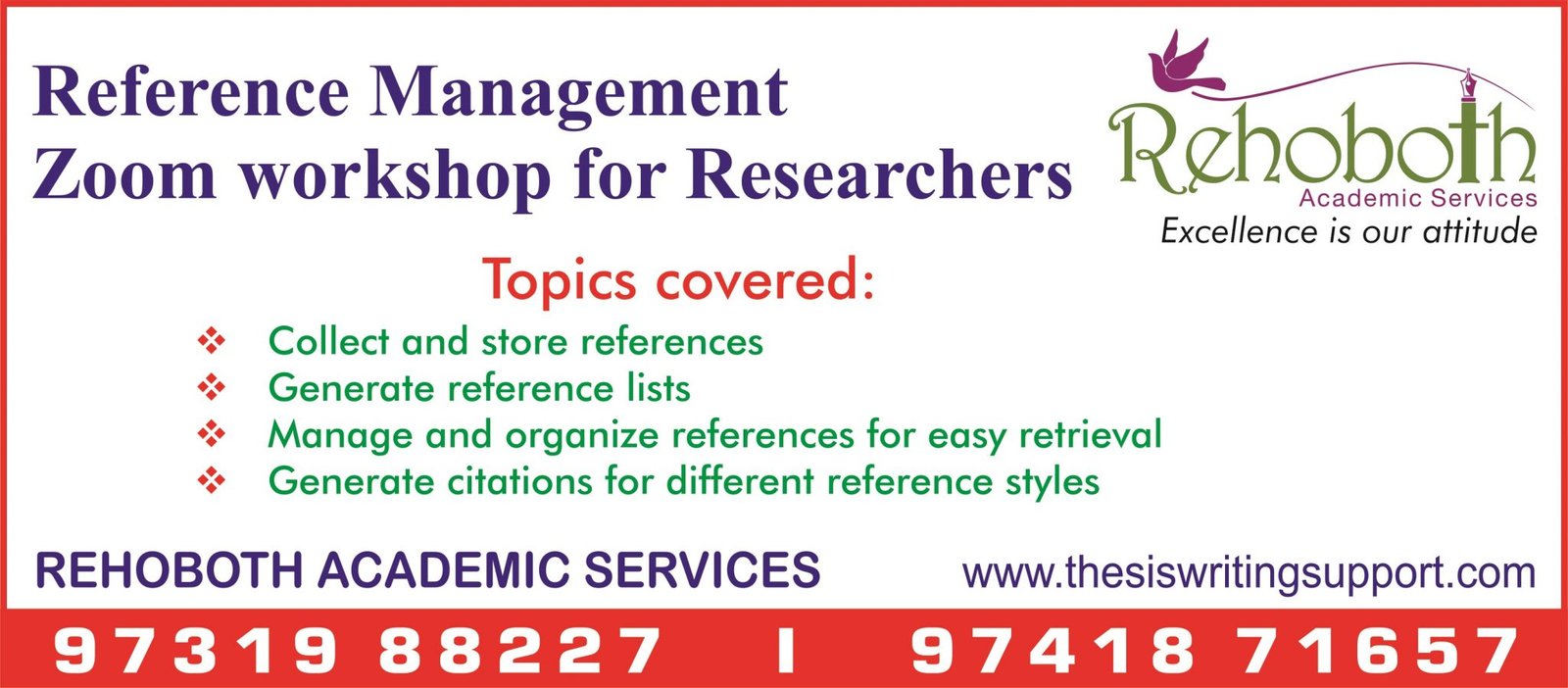 Reference Management Workshop - PhD Thesis Writing Support | Bangalore